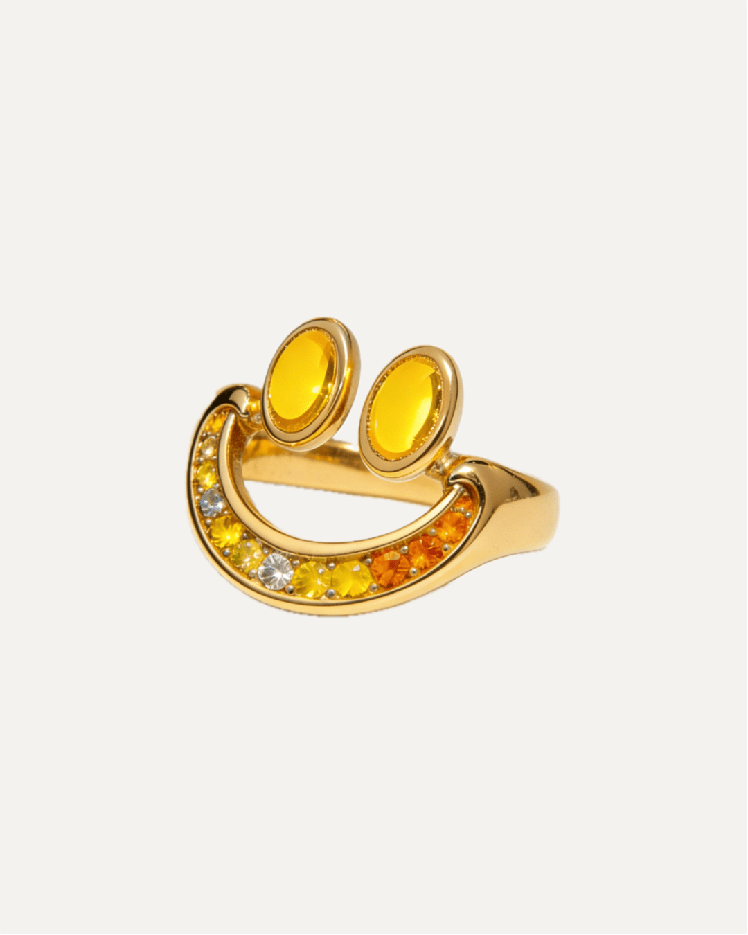 The Dazed Stare | Iced Out Moissanite Smiley Ring - AUMPEX
